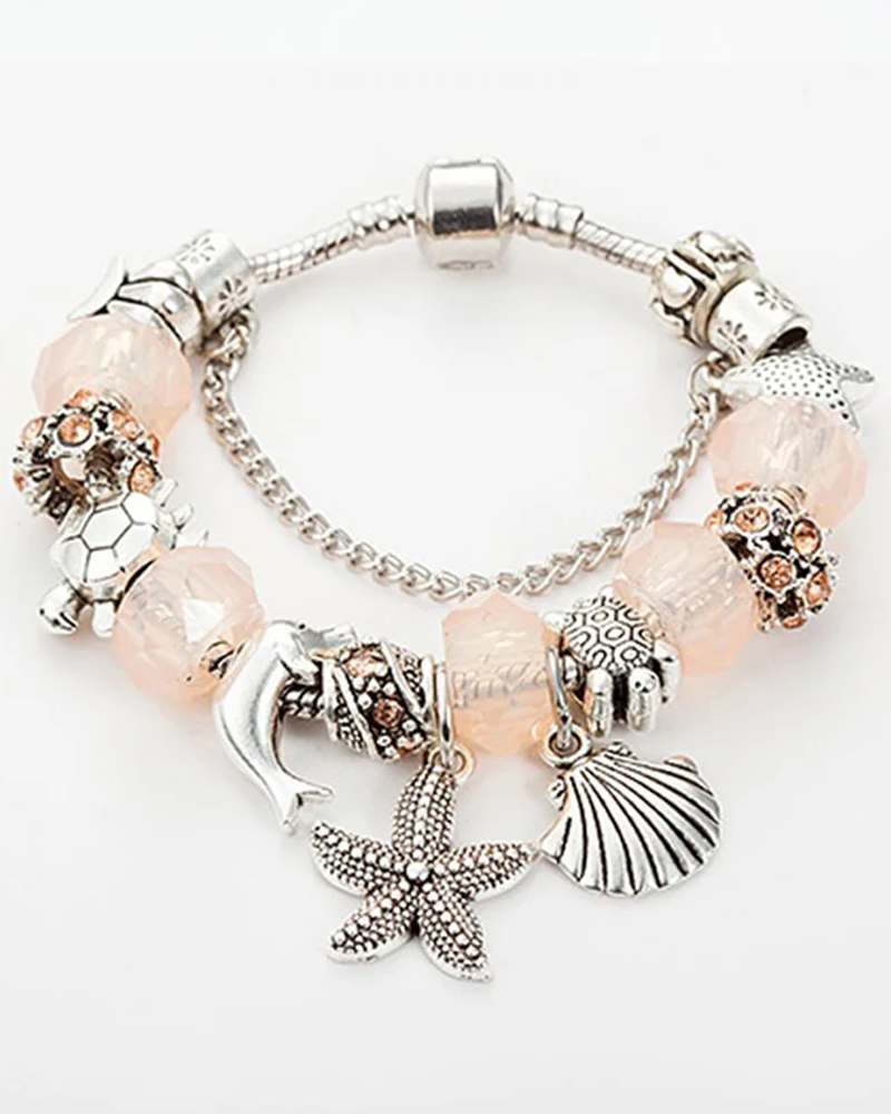 Pulsera DIY con cuentas de gran agujero para mujer, estilo vacacional,